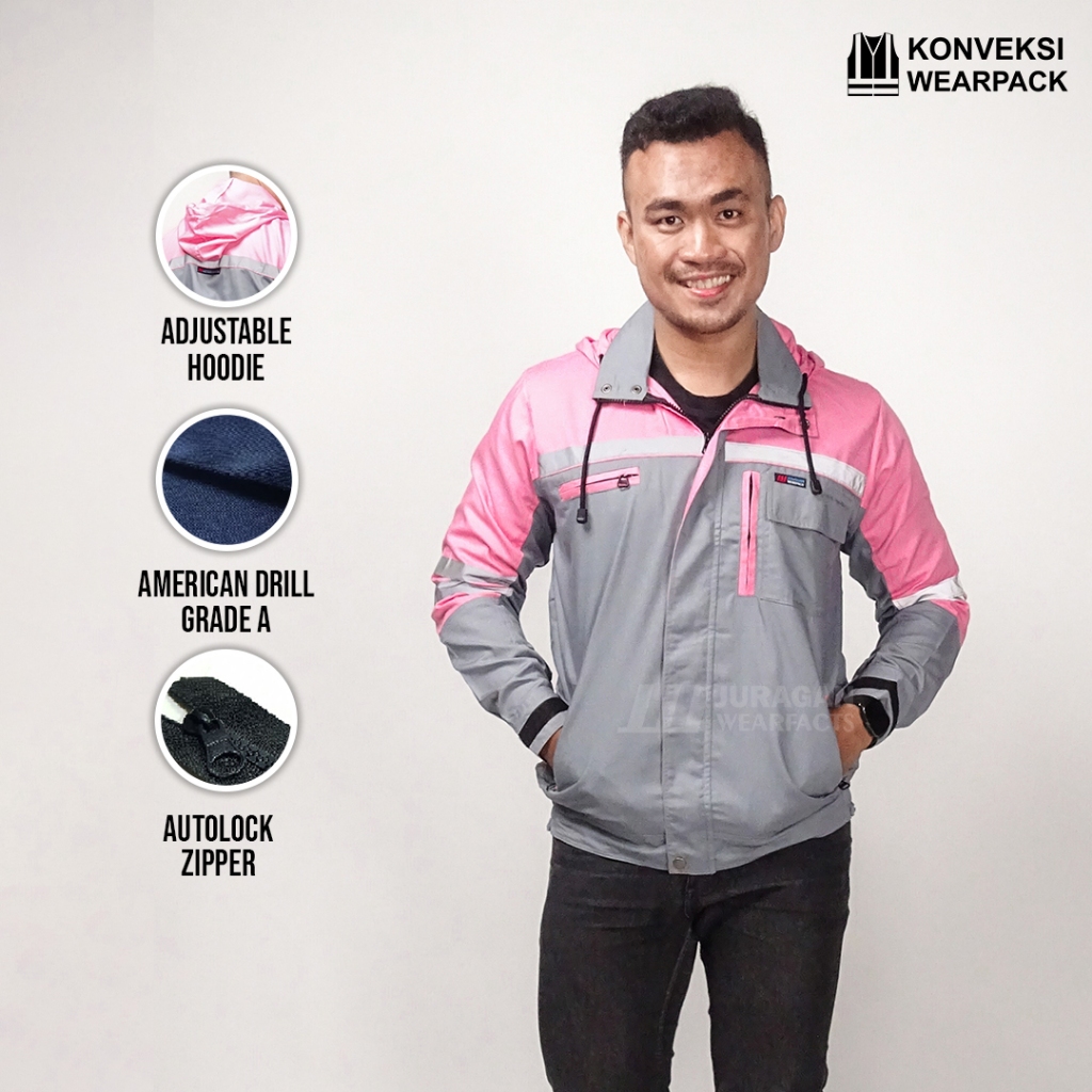 Jual Wearpack Jaket Waterproof Warna Pink Kombinasi Abu | Shopee Indonesia