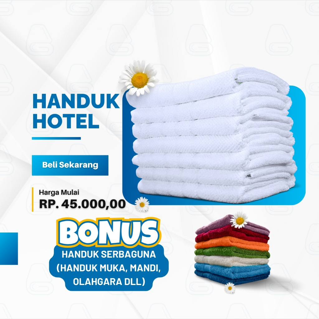 Jual Handuk Hotel Warna Putih 140 X 70 CM Bahan Katun Bonus Handuk ...