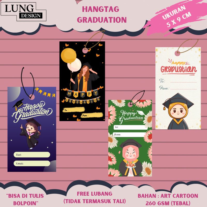 Jual Hangtag Happy Graduation / Hang Tag Wisuda Karakter Kartun ...