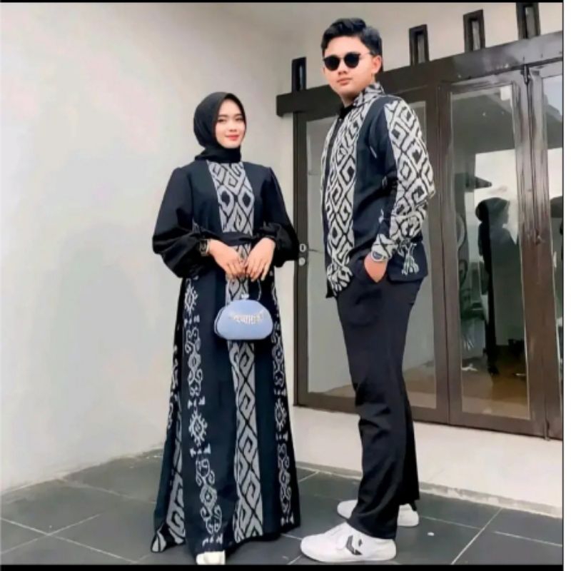 Jual baju couple terbaru - set couple tenun terbaru - seragam couple keluarga - long dress ful ...