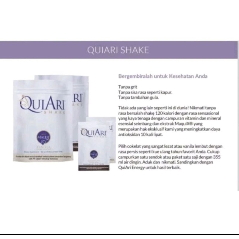 Jual Quiari shake kemasan sachet vanilla flavor- Quiari protein shake ...