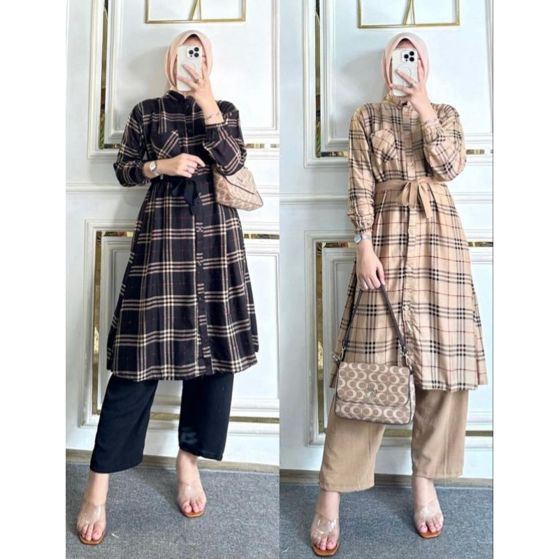 Jual Setelan tunik wanita kekinian terbaru// SET TUNIK KOTAK | Shopee ...