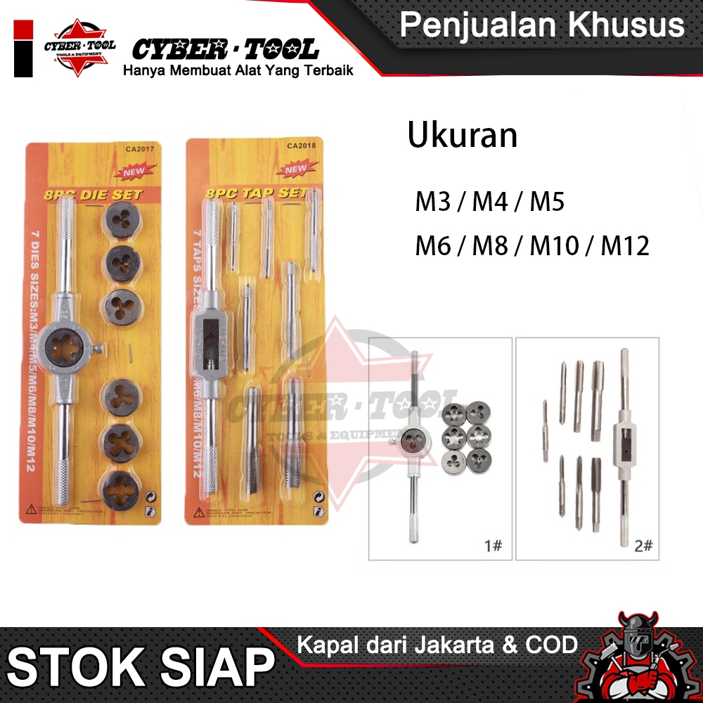 Jual Set Tap Die Alat Metrik Terlaris Alat Pembuat Drat Metric Hand Tap Set M3-M12 Adjustable ...