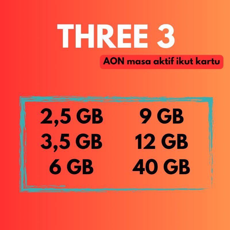 Jual PAKET DATA TRI THREE KUOTA INTERNET TRI THREE AON | Shopee Indonesia