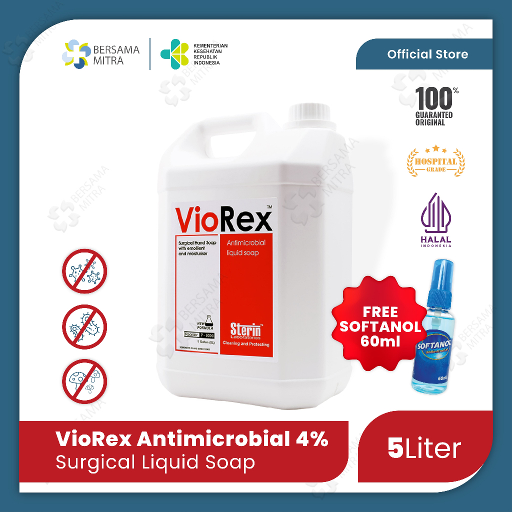 Jual VioRex Antimicrobial Surgical Liquid Soap - Galon 5L | Shopee ...