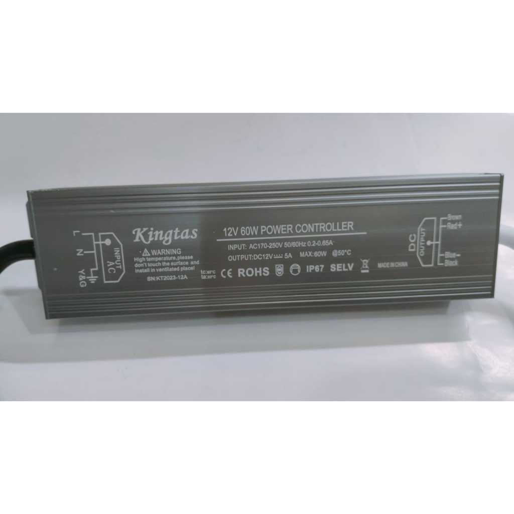 Jual TRAFO KINGTAS 12V OUTDOOR IP67 5A 60WATT POWER SUPPLY 12V 5A ...