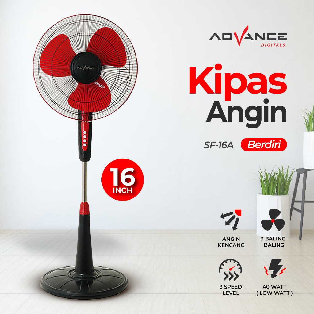 Jual Advance kipas angin berdiri Stand Fan 16inch kipas angin duduk ...