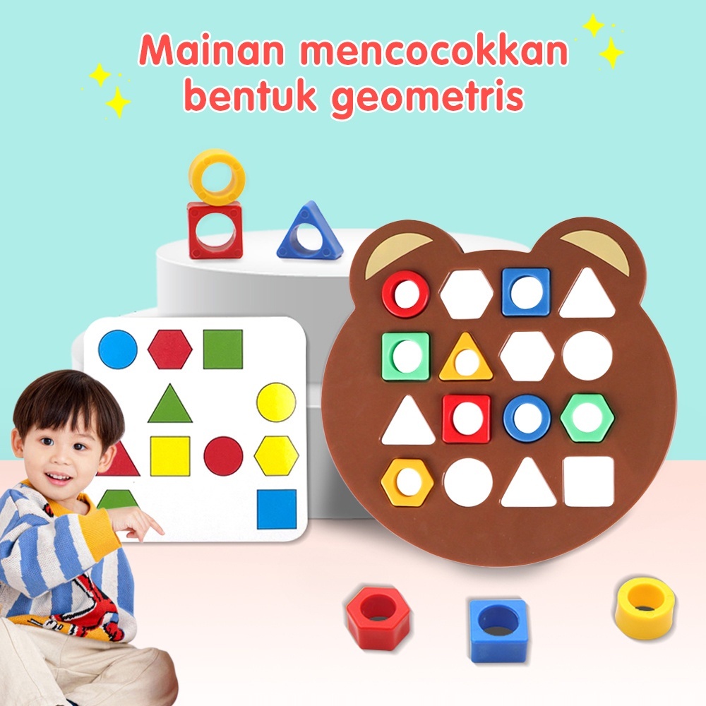 Jual Mainan Anak Puzzle Board 3D Geometri Shape Matching Game Bentuk ...