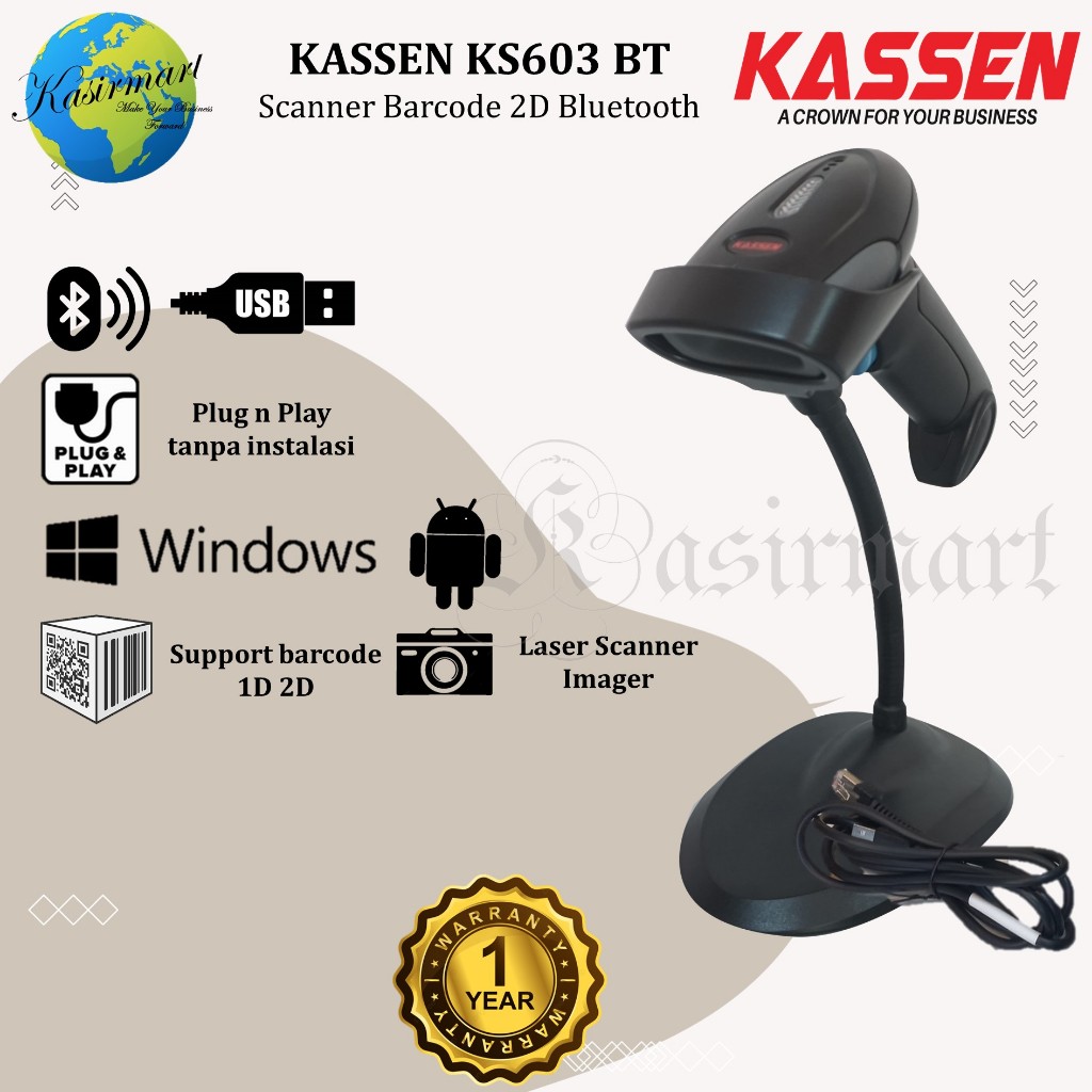 Jual Scanner Bluetooth 2D Kassen KS-603BT 1D 2D KS603 KS 603 BT Direct ...