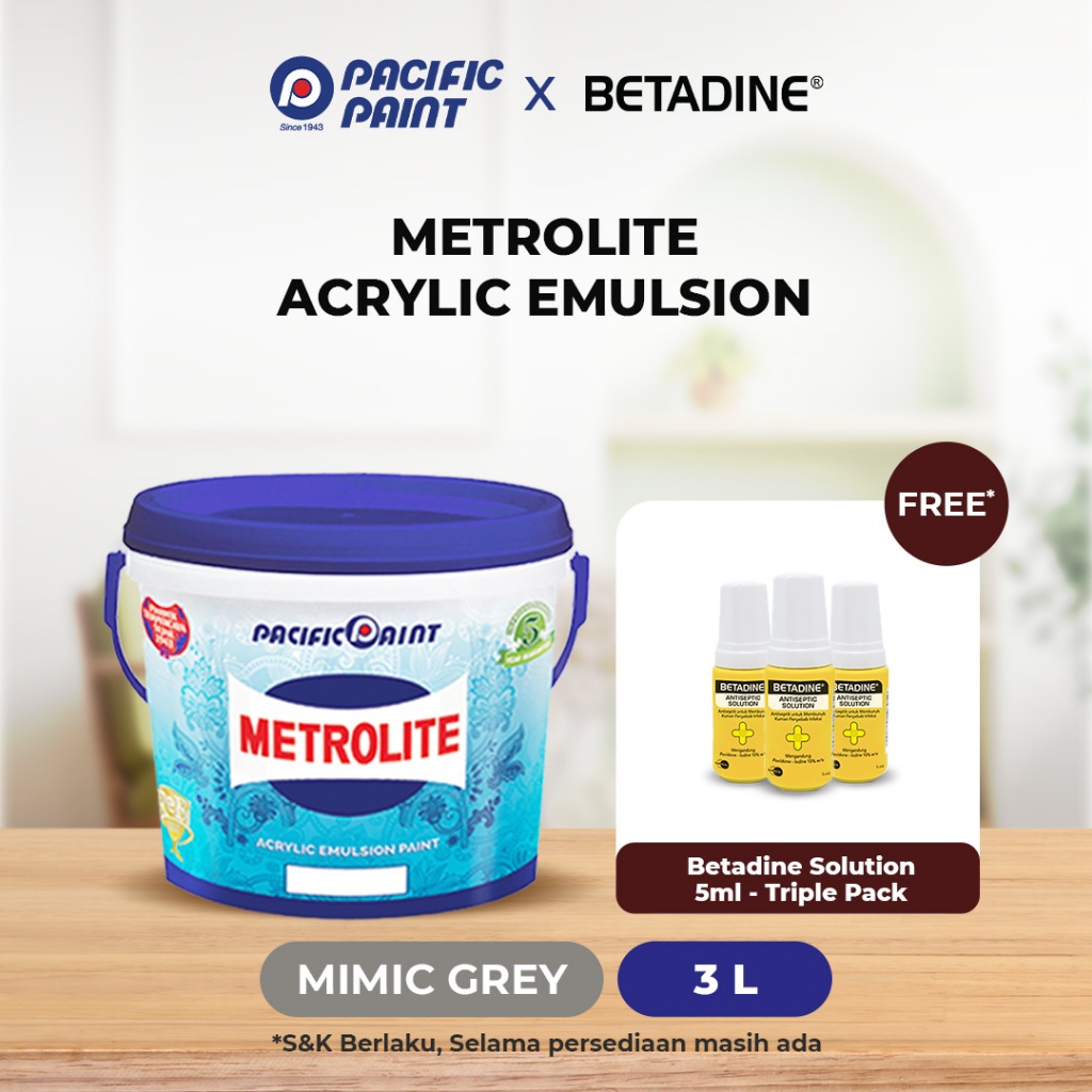 Jual Metrolite Acrylic Emulsion-Cat Dinding Interior-MIMIK GREY-3liter ...