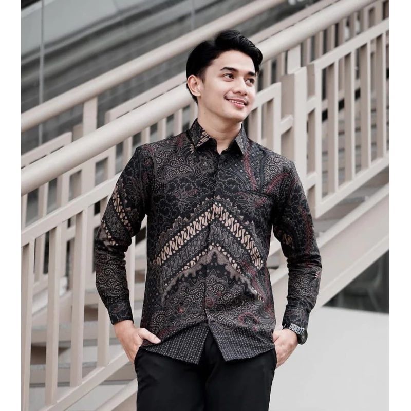 Jual Baju Batik Pria MALE Batik Kemeja Cowok Lengan Panjang Modern ...