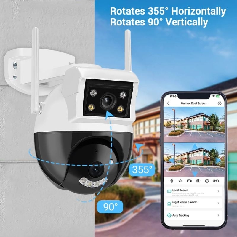 Jual IP Camera CCTV Dual Lens 4K 8MP Outdoor Kamera Wifi Waterproof Two ...