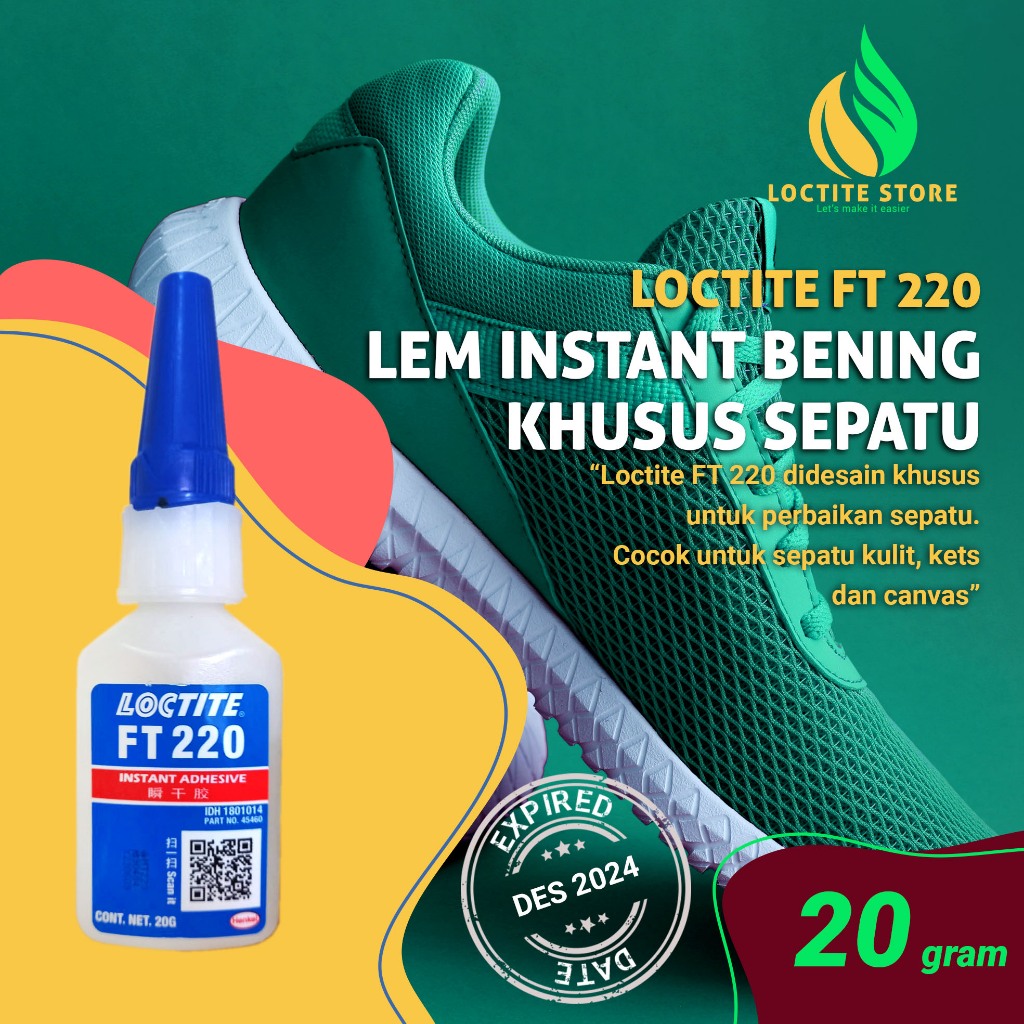 Jual LEM SEPATU SNEAKERS TERKUAT LOCTITE FT 220 20GRAM WARNA BENING | Shopee Indonesia
