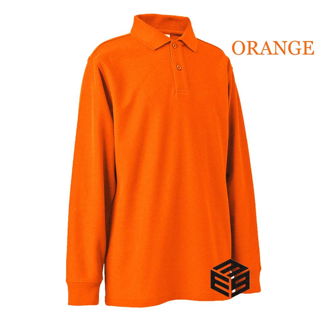 Jual Kaos Kerah Orange Lengan Panjang / Kaos Polo Shirt Polos Panjang ...