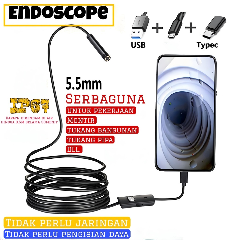 Jual USB Android Endoscope BORESCOPE Camera - HD Kamera inspeksi ...
