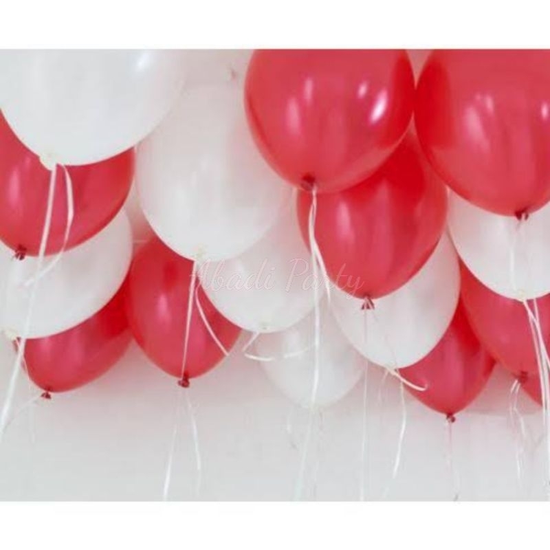 Jual Balon Metalik 12 inch Merah Putih Per 10 Pcs / Balon Latex Merah ...