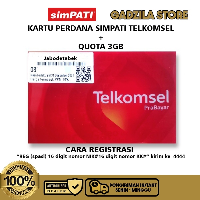 Jual Kartu Perdana SIMPATI | Nomor Sim Card Telkomsel Segel Baru + Kuota Internet 3GB | Shopee ...