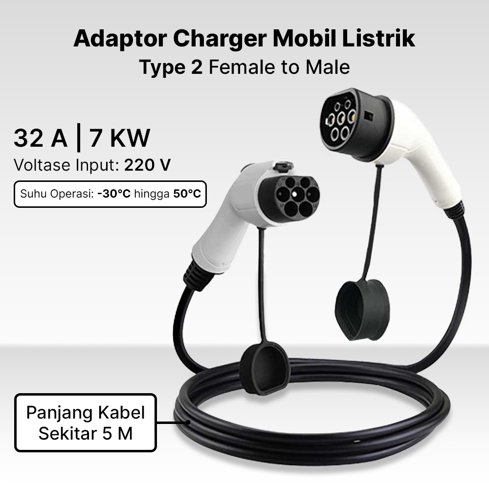 Jual EV Adaptor Charger 5M SPKLU Mobil Listrik Type 2 Kabel Cas Selang ...