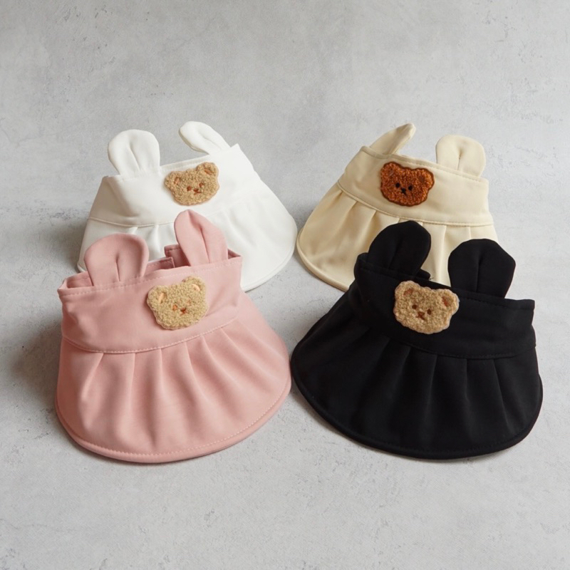 Jual Bear Kids Sun Visor Hat | size 6-36m | cream white black pink ...