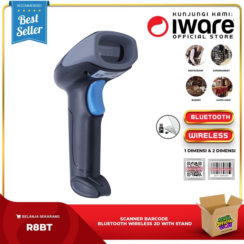 Jual SCANNER BARCODE BS R8BT BLUETOOTH WIRELESS 2D IWARE R8BT WITH ...