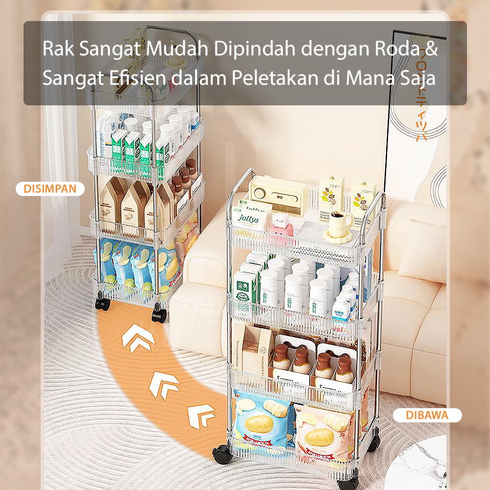 Jual HUGO Rak Dapur Dorong Akrilik Besi Stainless Steel Rak Troli Susun ...