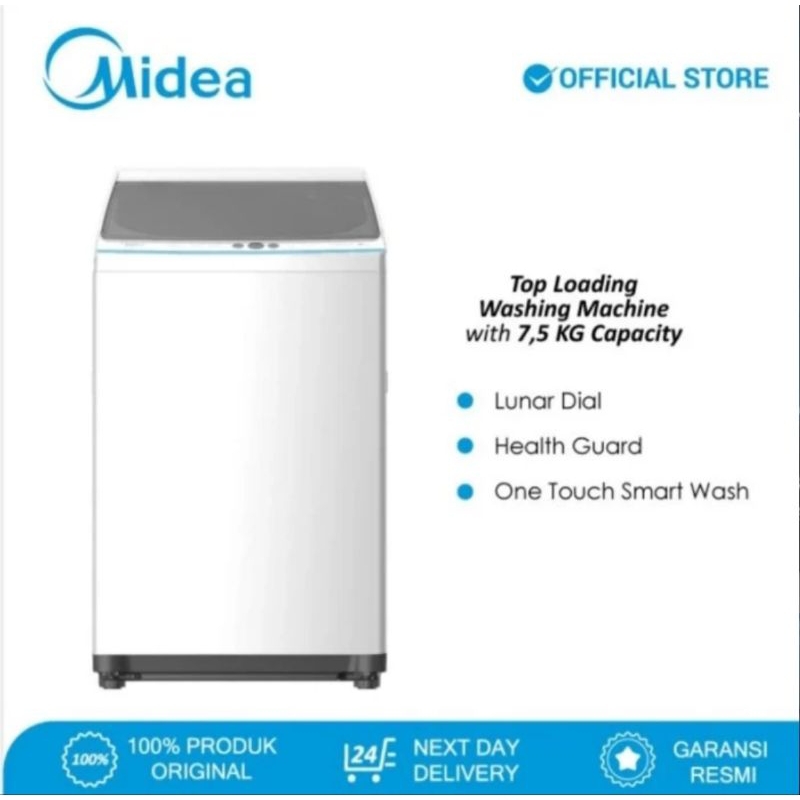 Jual MIDEA TOP LOAD WASHING MACHINE 7.5 KG MA-100W75- ONE TOUCH SMART ...