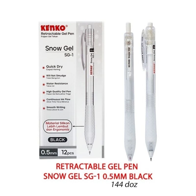 Jual Kenko Gel Pen SG-1 Snow Gel Hitam (12pcs) | Shopee Indonesia