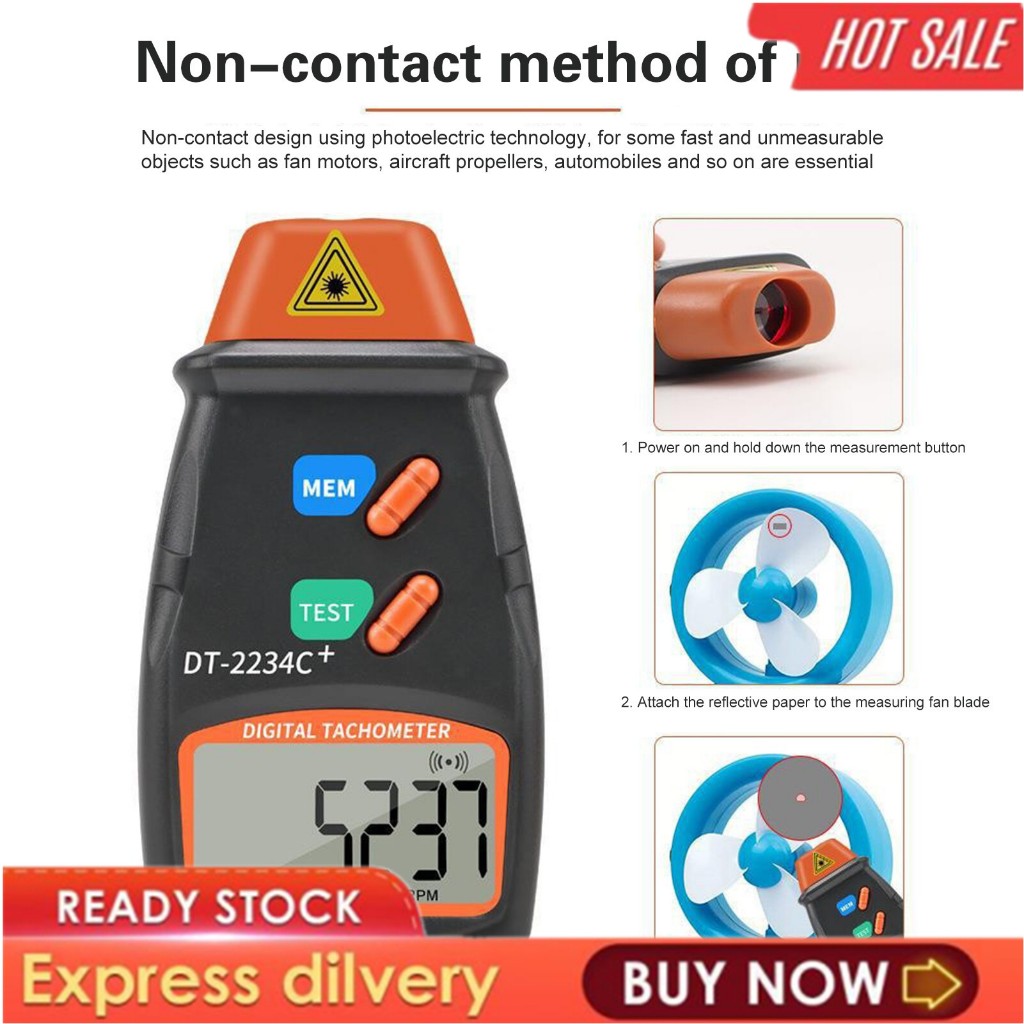 Jual Handheld Digital Photo Tachometer Laser Non-Contact Tach Range 2 ...