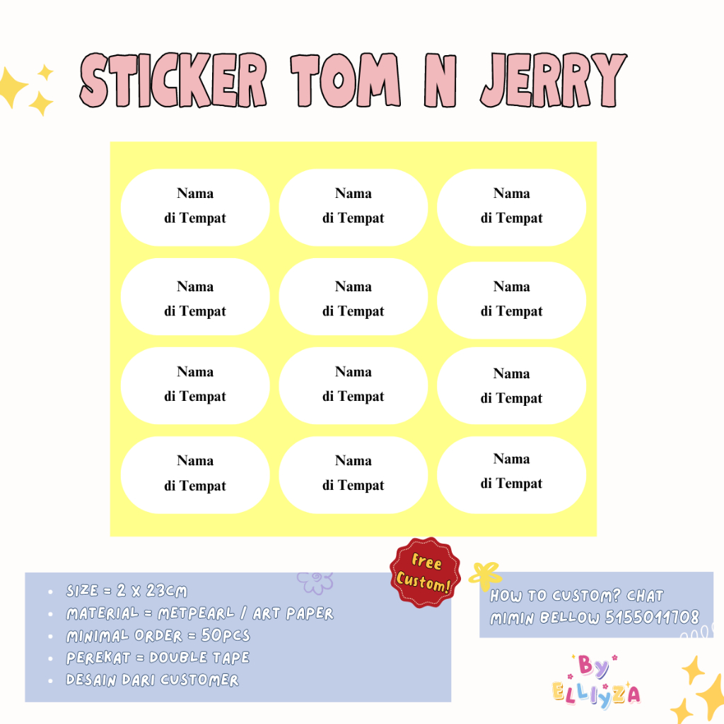 Jual CETAK STICKER TOM AND JERRY / STICKER NAMA UNDANGAN | Shopee Indonesia