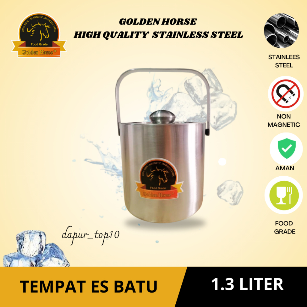 Jual Tempat Es Batu/Ice Bucket Stainless Steel Beku Tahan Lama golden ...