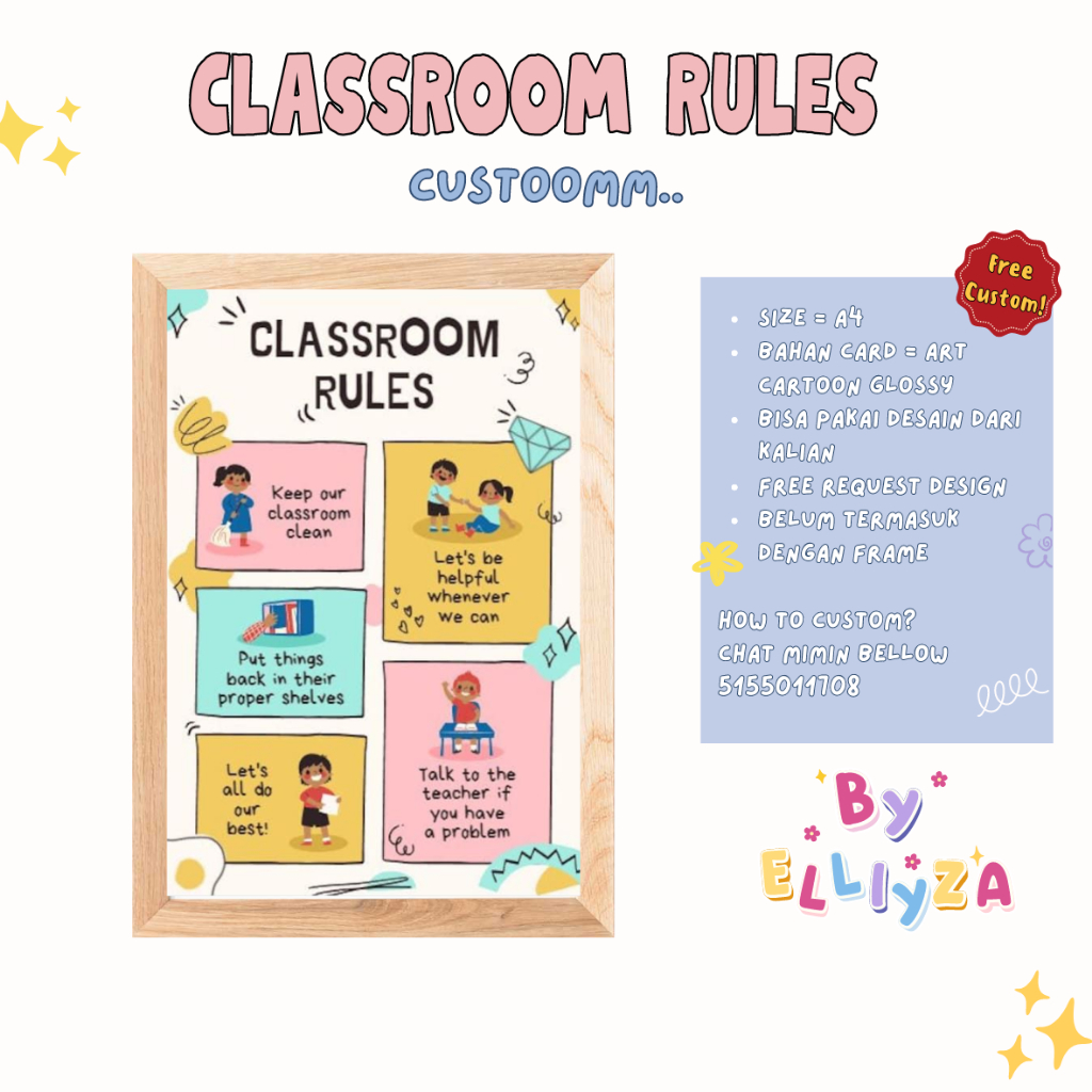 Jual Custom Cetak Classroom Rules | Aturan di Kelas | Shopee Indonesia