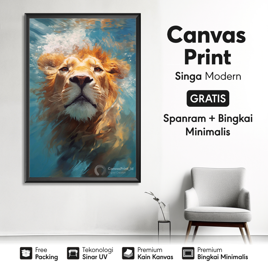 Jual Hiasan Dinding Lukisan Singa Harimau Modern - Wall Decor Printing ...