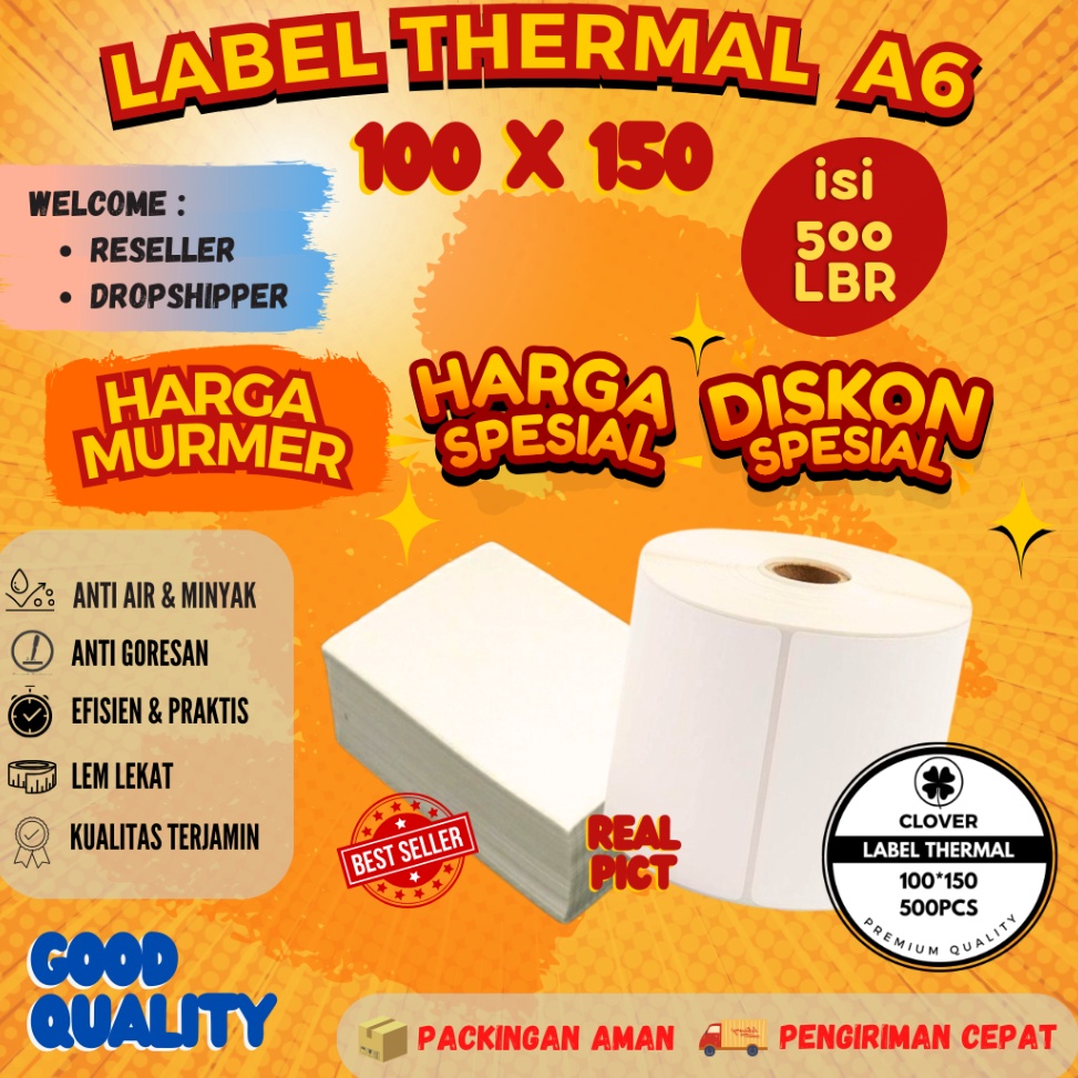 Jual Toko Spesial KERTAS THERMAL 1 X 15MM LABEL STIKER BARCODE A6 ...
