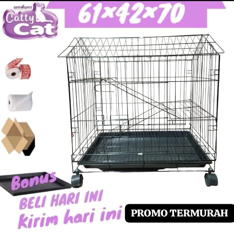 Jual kandang atap model rumah pake roda ukuran 40×60cm | Shopee Indonesia