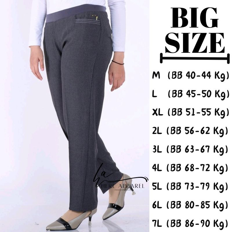 Jual Celana Kerja Wanita Kantor Pinggang Karet Kantor High Waist Standar dan Jumbo Size M L XL ...