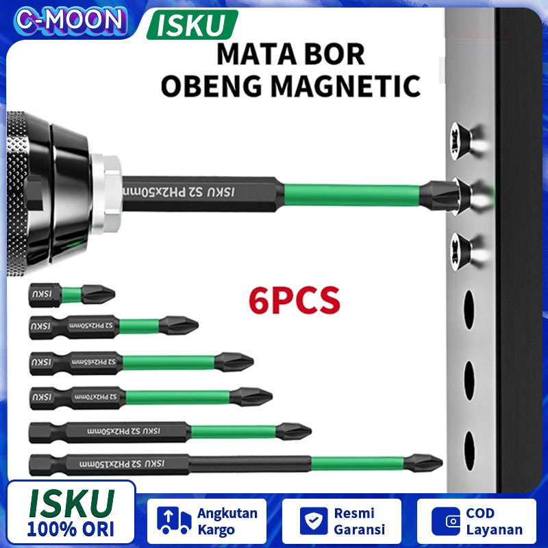 Jual ISKU Mata Bor Obeng Set Magnetic 6pcs/Screwdriver Set 6pcs Mata ...