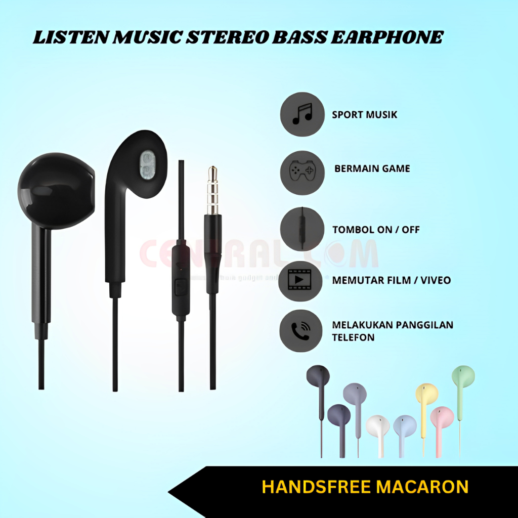 Jual HEADSET DOFF / HANDSFREE MATTE HF MACARON SUPER NGEBASS WARNA ...