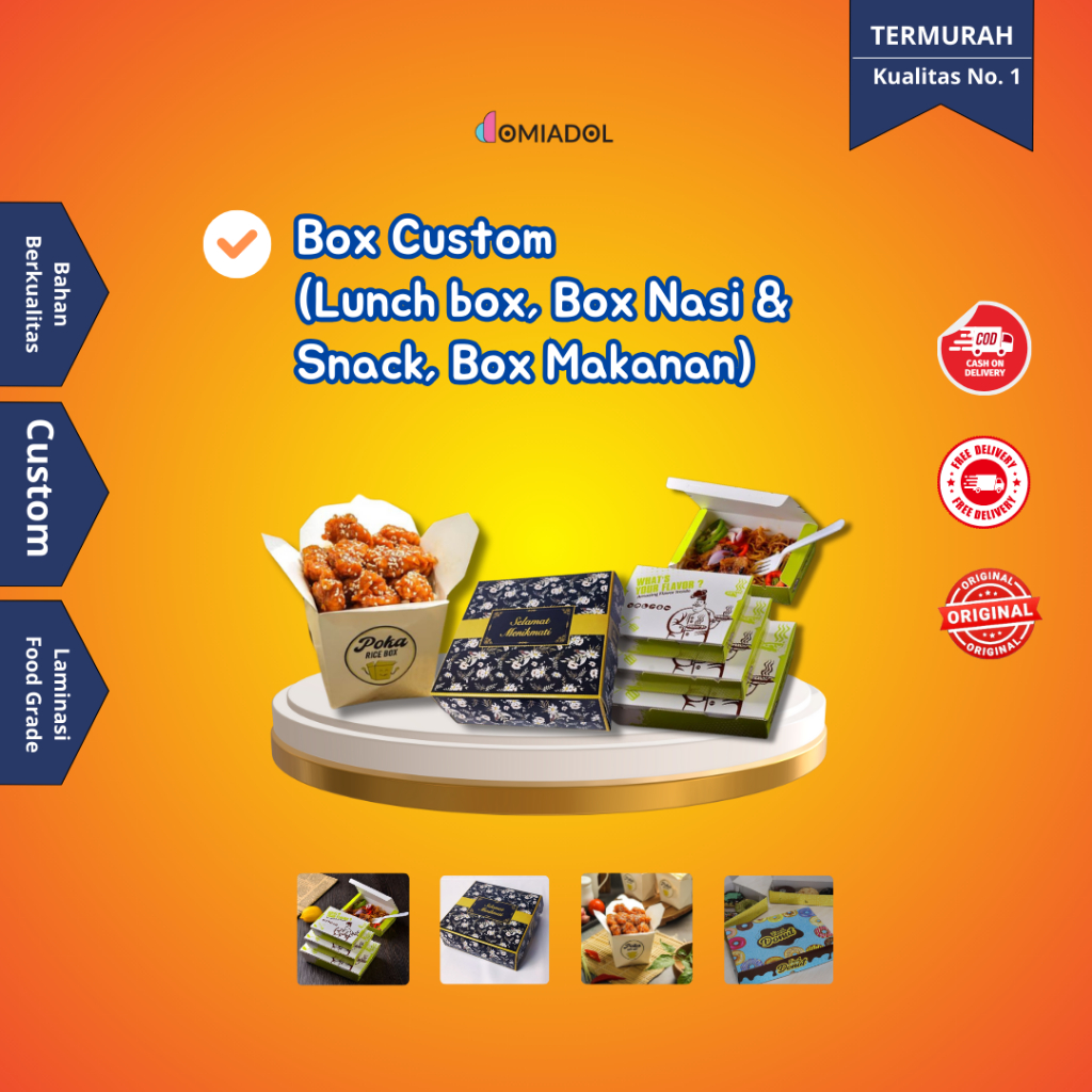 Jual (Min 5.500 Pcs Box Custom) Cetak Custom Box Nasi / Box Snack / Box ...