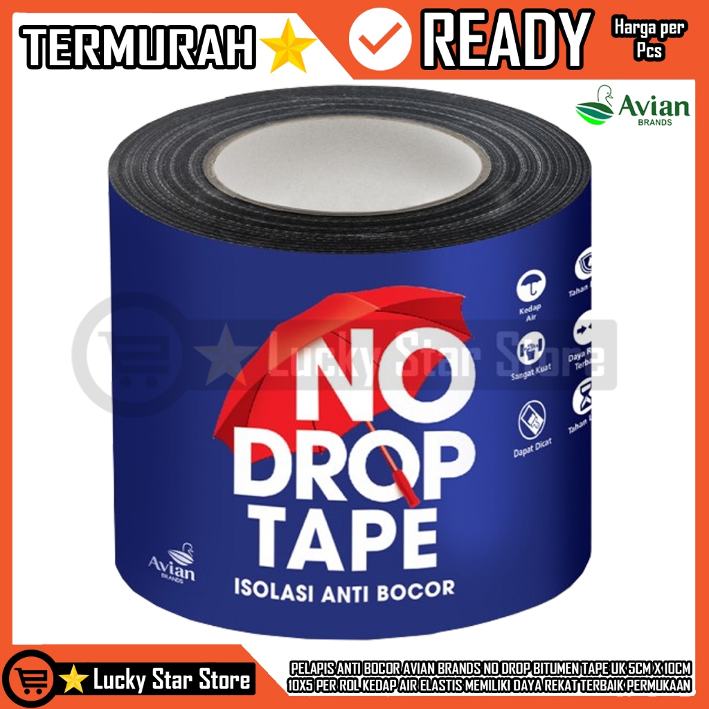 Jual PELAPIS ANTI BOCOR AVIAN BRANDS NO DROP BITUMEN TAPE UKURAN 5CM X 10CM 10X5 PER ROL KEDAP ...