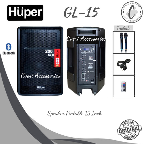 Jual Huper GL15 Speaker Portable Wireless 15" with Bluetooth Original Huper GL-15 | Shopee Indonesia