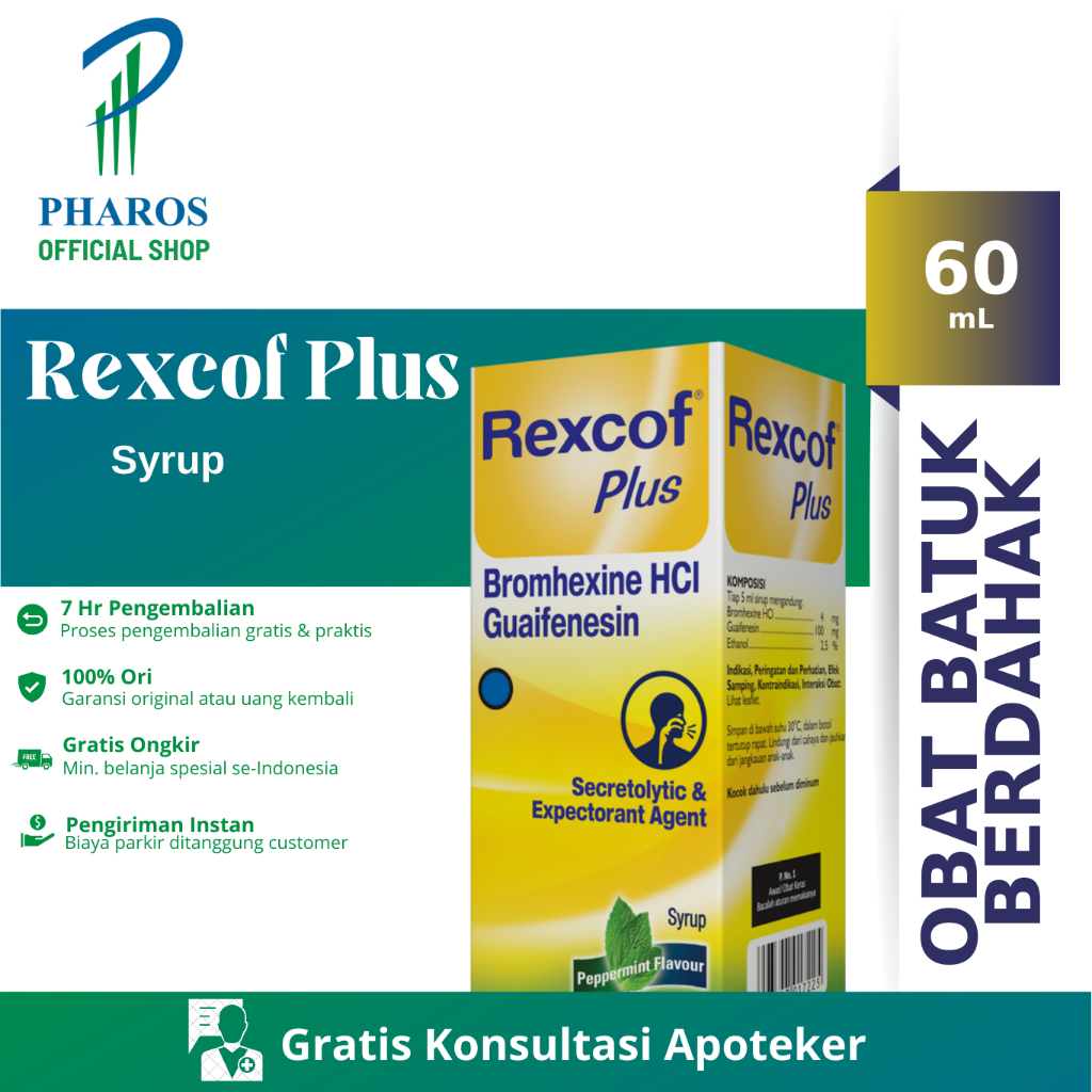 Jual Rexcof Plus Rasa Peppermint Sirup 60 mL - Obat Batuk Berdahak ...