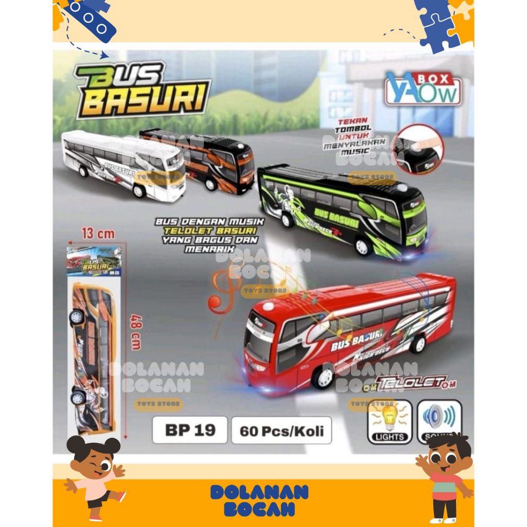 Jual Mainan Bus Basuri Telolet Ada Musik + Lampu BP 19 | Shopee Indonesia