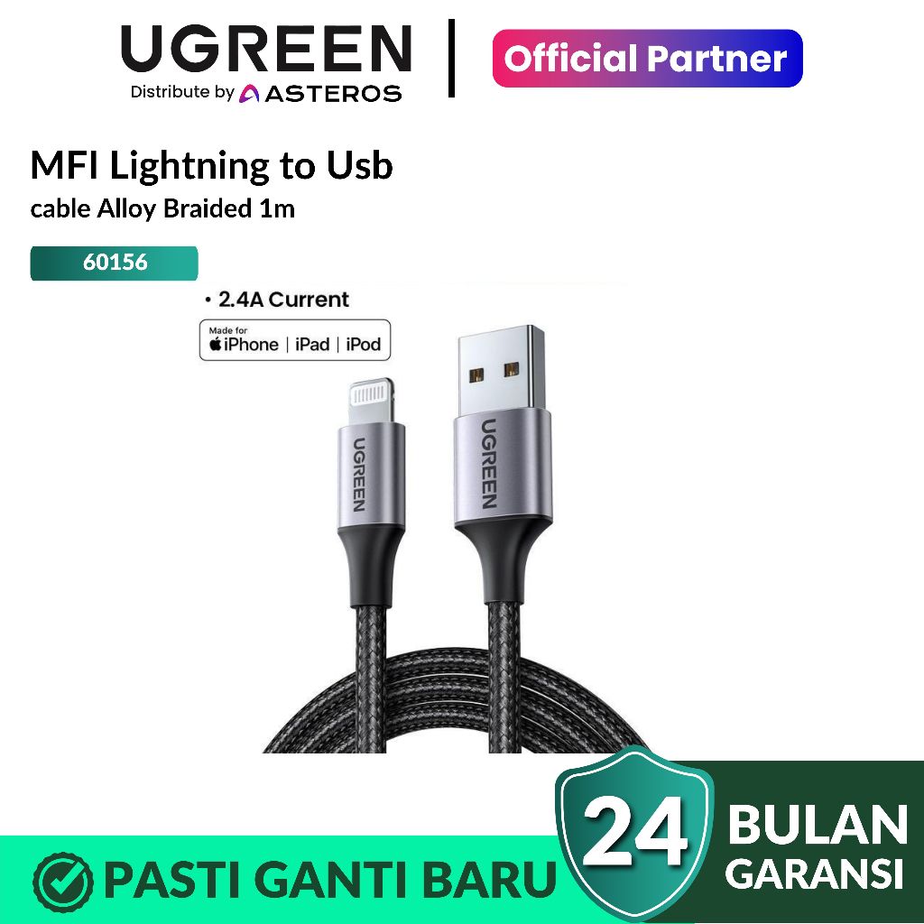 Jual UGREEN Kabel Data USB Lightning MFi iPhone Fast Charging 60156 1M 60158 2M | Shopee Indonesia
