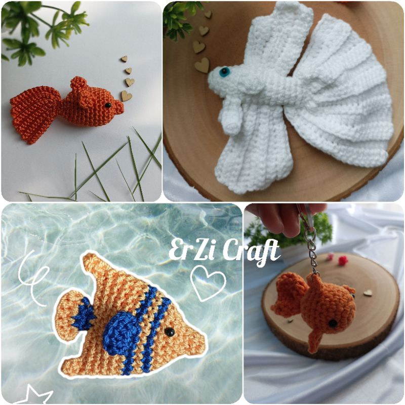 Jual Crochet fish keychain amigurumi Gantungan kunci ikan rajut ...