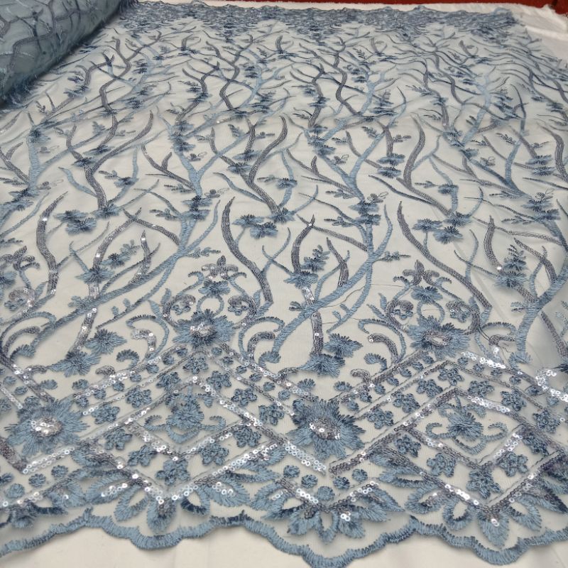 Jual PUSAT TEXTILE - Kain Tille Motif Salur Full Squinn || Bahan Kebaya ...