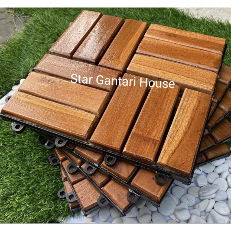 Jual Lantai Kayu Jati Portable/Decking Tile/Zigzag Furnish 30x30 cm ...