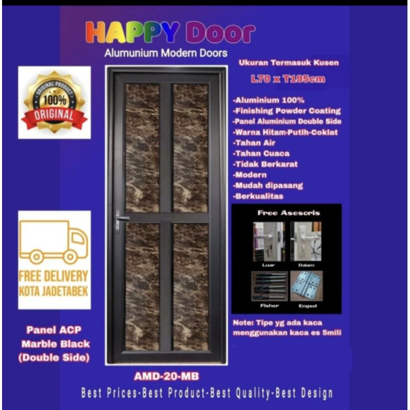 Jual Pintu Aluminium Happy Door AMD20 - ACP Marble Black | Shopee Indonesia