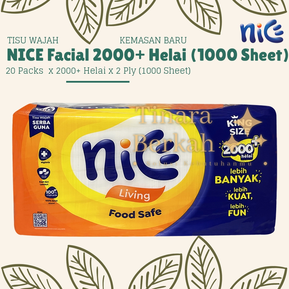 Jual Tissue NICE Facial 2000 Helai 2 Ply 1000 Sheet / 1Kg Tisu Wajah ...