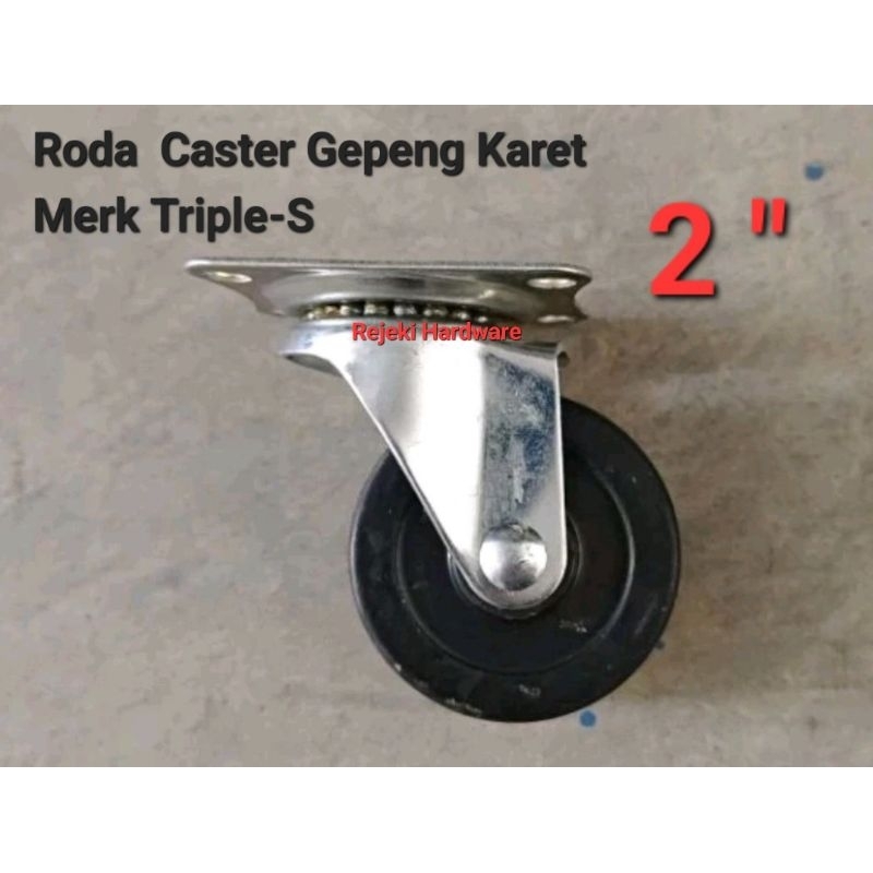 Jual Roda Caster Gepeng Swivel Hidup Hitam Karet merk Triple-S 50mm 2 ...