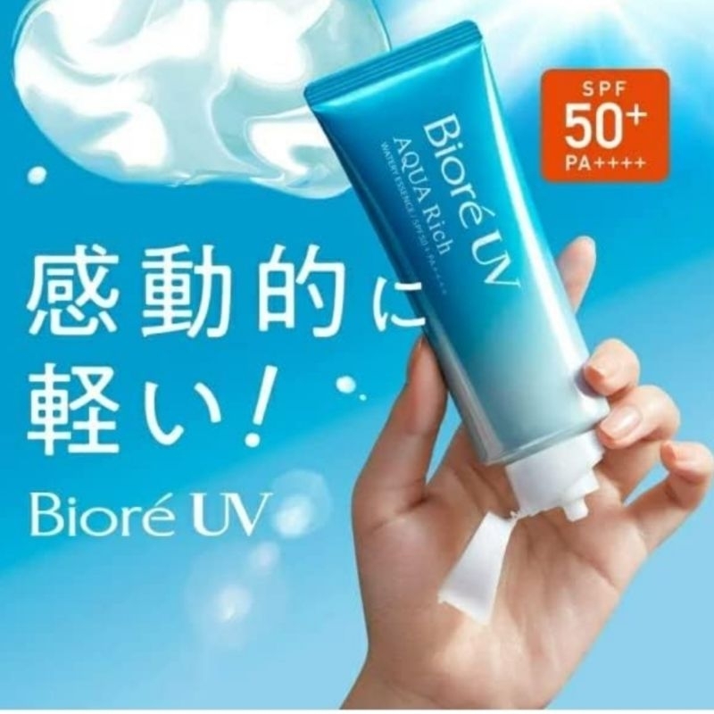 Jual Sunscreen Biore UV Aqua Rich Watery Essence SPF50+ / PA ++++ 105 gr Made In Japan | Shopee ...